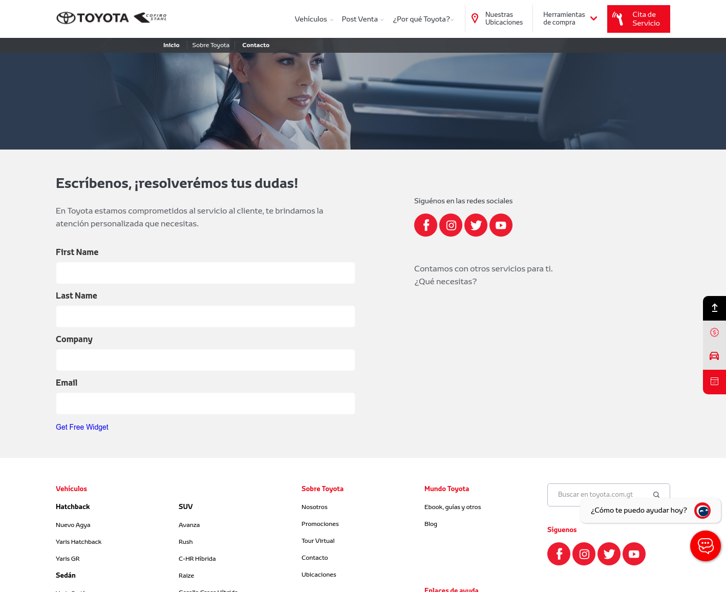 Contacto de Toyota Guatemala | Toyota